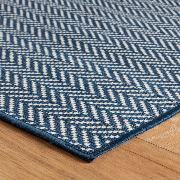 Dash & Albert Herringbone DA2039 Navy Machine Washable Polyester Rug ...