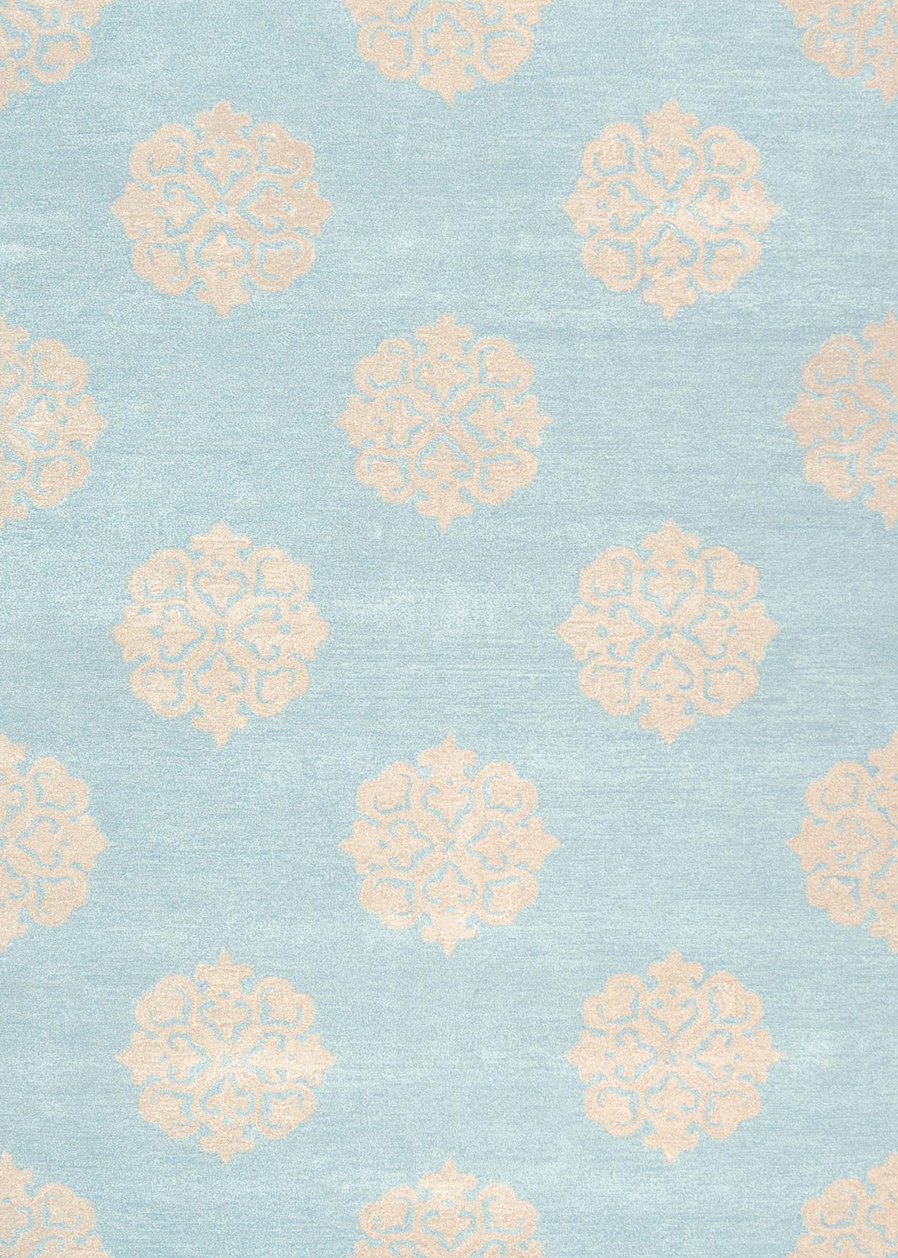 Light Blue Rug with Cream Accents | Mid-Century Modern Rug | Clearance ...