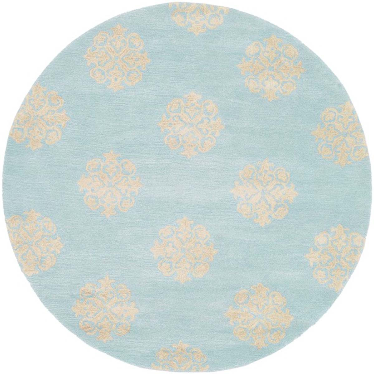 Light Blue Rug with Cream Accents | Mid-Century Modern Rug | Clearance ...