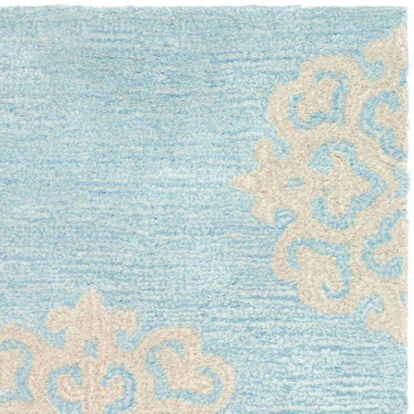 Light Blue Rug with Cream Accents | Mid-Century Modern Rug | Clearance ...